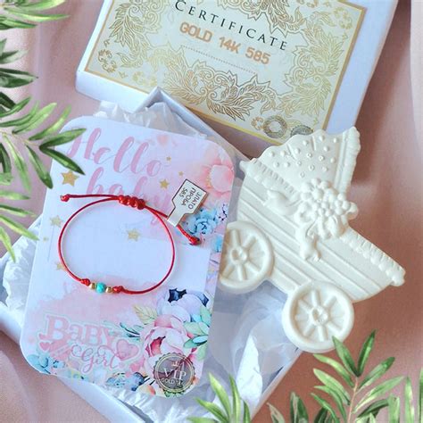 Кутия Подаръци за Бебе Момиче Гривна Червен Конец с Тюркоаз и Злато 14 Vipatelie Ателие за