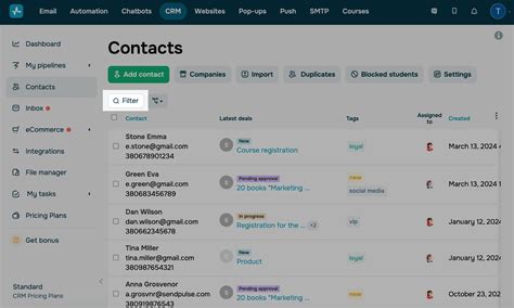 Search Contacts By Filter Sendpulse