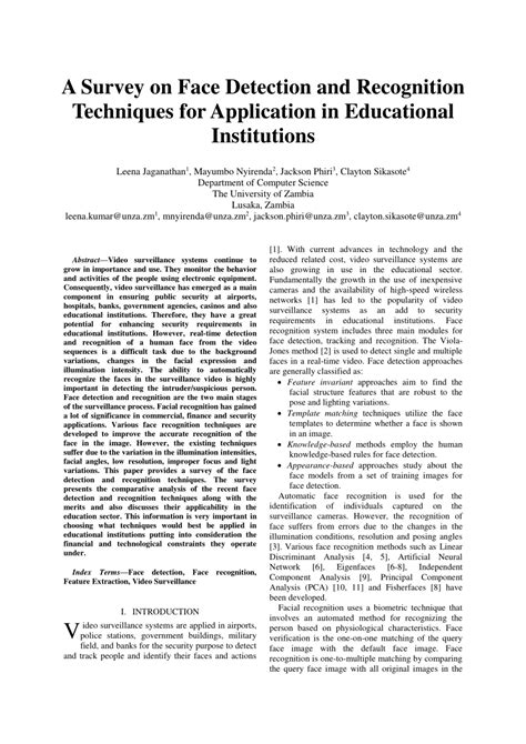 Pdf A Survey On Face Detection And Recognition Techniques For