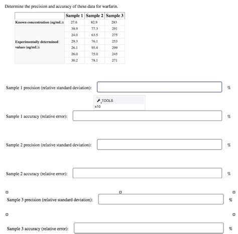 Solved Determine The Precision And Accuracy Of These Data