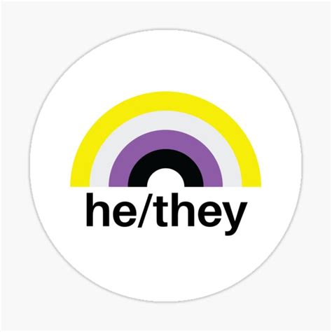 Hethey Pronouns Nonbinary Rainbow Sticker By Lavenderhearts Redbubble
