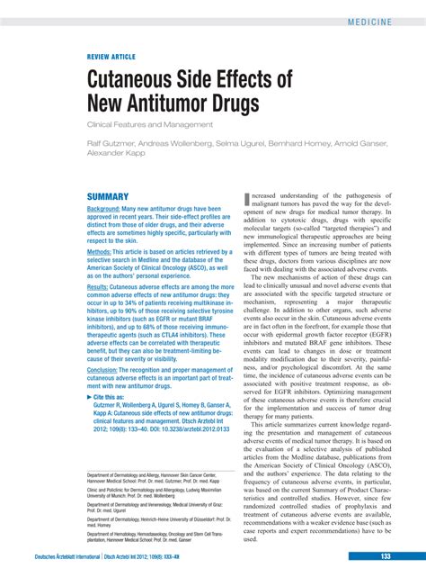 Pdf Cutaneous Side Effects Of New Antitumor Drugs Clinical Features And Management