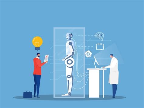 비즈니스 혁신 과학 및 인공 지능 기술 미래형 Ai 공학 프리미엄 벡터