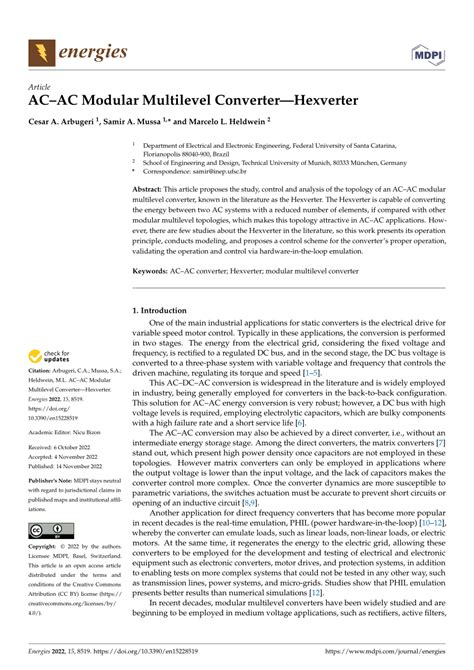 Pdf Acac Modular Multilevel Converter—hexverter