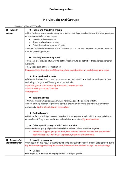 preliminary cafs notes individuals and groups groups in the community