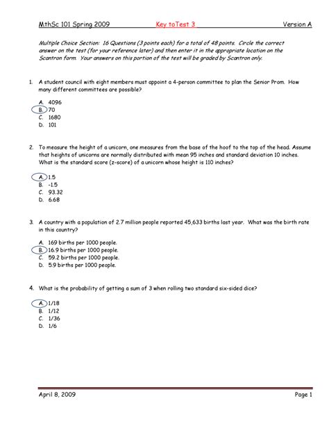 Test 3 Answer Key Essential Mathematics Mthsc 101 Docsity Test 3 Answer Key Essential Mathematics Mthsc 101 Docsity
