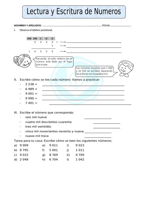Ficha Lectura Y Escritura De Numeros Para Tercero De Primaria Pdf