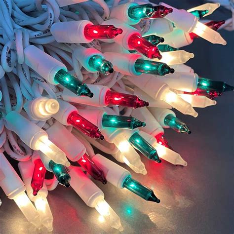 Red Green And Frosted String Lights White Wire 100 Miniature Lights