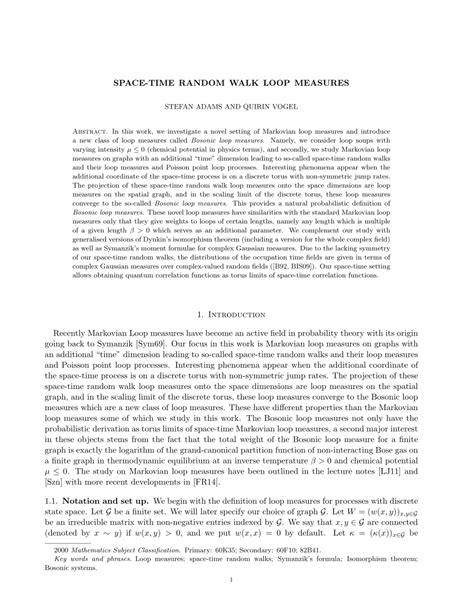 Pdf Space Time Random Walk Loop Measures