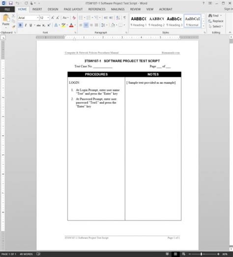 Software Testing Script Template Sealspuh