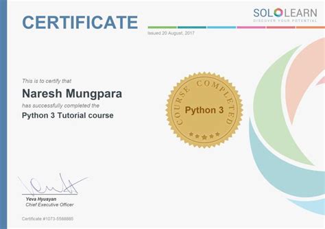 Naresh Mungpara On Linkedin Now Officially Certificated Python Sololearn