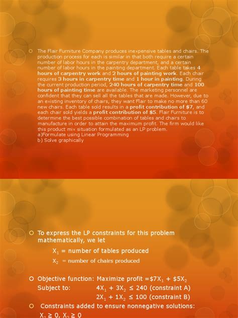 Formulating And Solving A Linear Programming Problem To Determine