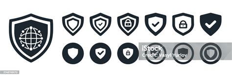 Vector Set Of Security Line Icons Shields Cybersecurity Password Computer Security Stock