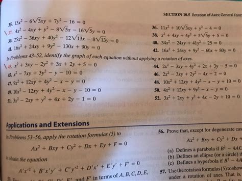 Solved 35 Rotate The Axes So That The New Equation