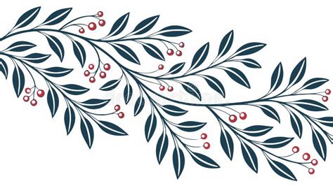 Decorative Branch Element Illustration With Detailed Leaves And Berries Vector Design Vector