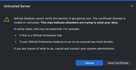 Untrusted Server Error · Issue 7925 · Desktopdesktop · Github