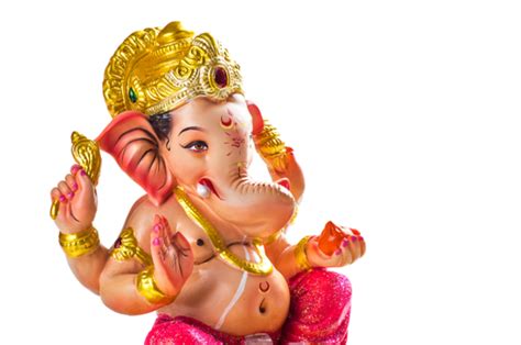 Ganesha Deity Statue White Background Ganesha Idol Hands Elephant