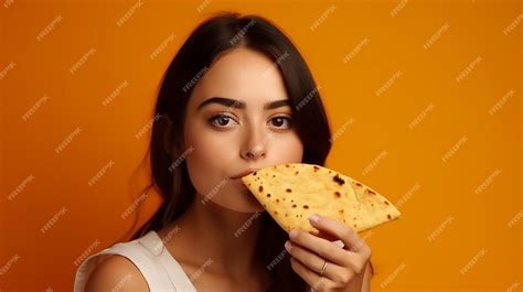 Premium Ai Image A Woman Eating A Flat Bread