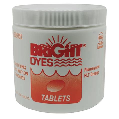 Bright Dyes Fluorescent Flt Orange Dye Tablets 200 Tablets The