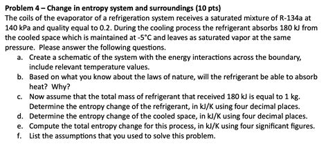Solved Problem Change In Entropy System And Surroundings Chegg