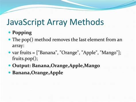 Java Script Array Methods Pptx Programming Languages Computing