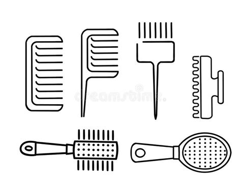 Set Of Different Types Of Comb Icons Vector Illustration Isolated On
