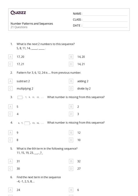 Number Pattern Worksheets Worksheets Library