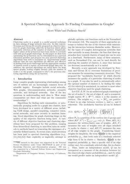 A Spectral Clustering Approach To Finding Communities In Graphsâ