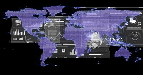 Digital Interface And World Map With Data Analytics Visualization