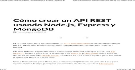 Aprende Cómo Crear Un Api Rest Usando Nodejs Express Y Mongodb Pdf Document