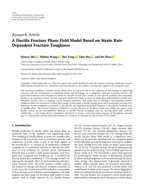 Pdf A Ductile Fracture Phase Field Model Based On Strain Rate Dependent Fracture Toughness