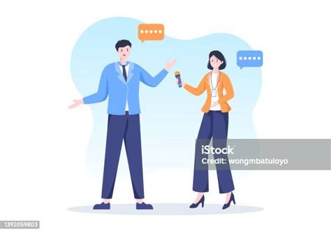 플랫 스타일 만화 일러스트레이션의 장비 뉴스 마이크 기자 및 인터뷰 스피치 미디어 이벤트가있는 저널리즘 또는 소셜 방송 Bullet Journal에 대한 스톡 벡터 아트 및