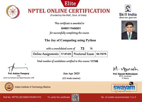 Python Dataanalytics Nptel Iitmadras Iitroorkee Certification Lifelonglearning Shrey Pandey