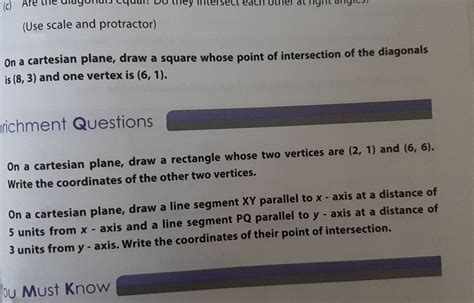 Use Scale And Protractor On A Cartesian Plane Draw A Square Whose Poin