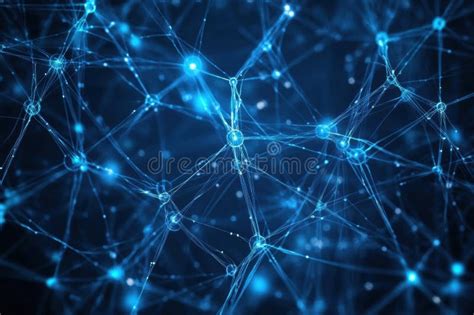 High Tech Neural Network Pattern With Glowing Deep Blue Connections Creates A Cyber Futuristic