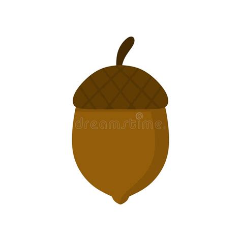 Acorn Oak Tree Fruit Flat Design Vector Illustration Stock Illustration