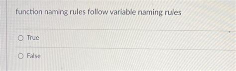 Solved Function Naming Rules Follow Variable Naming Rules
