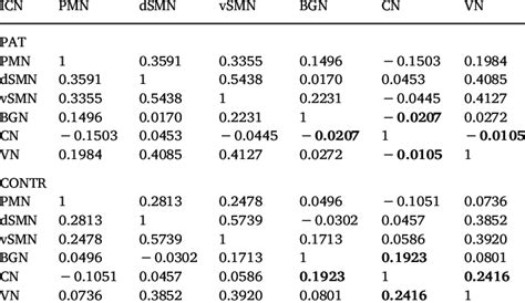 Matrix Of Between Network Functional Connectivity Download Table