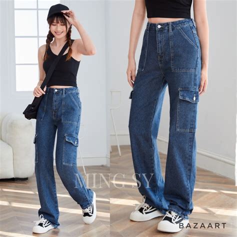 Twice Same Model 6 Pocket Cargo Pants Casual Baggy Wide Leg Pants For