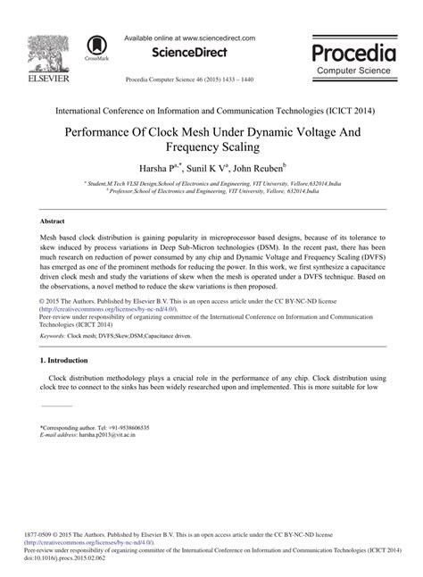 Pdf Performance Of Clock Mesh Under Dynamic Voltage And Frequency Scaling