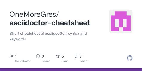 Github Onemoregresasciidoctor Cheatsheet Short Cheatsheet Of