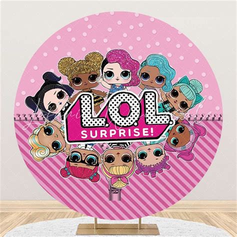 Circle Glitter Girls Round Pink Birthday Backdrops Lofaris Wholesale Bonecos De Lol