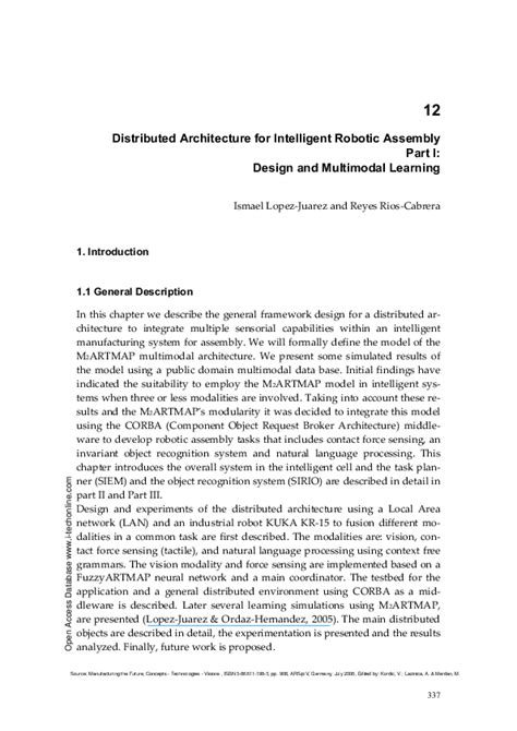 Pdf Distributed Architecture For Intelligent Robotic Assembly Part I Design And Multimodal