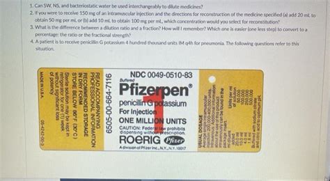 Solved 1 Can Sw Ns And Bacteriostatic Water Be Used