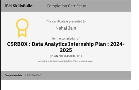 Dataanalytics Ibmskillsbuild Certificationachieved Careergrowth Csrbox Nehal Jain