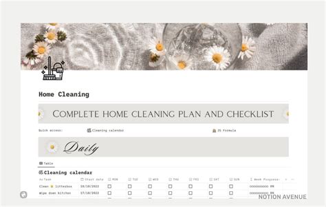 12 Notion Cleaning Templates To Simplify Your Cleaning Schedule
