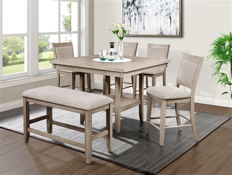 One Allium Way® 6pc Dining Set Contemporary Farmhouse Style Counter Height W 20 Inch White Faux