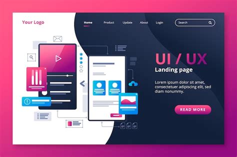 Шаблон целевой страницы градиентного Ui Ux Бесплатно векторы