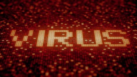 flashing hexadecimal symbols on a red computer screen compose virus