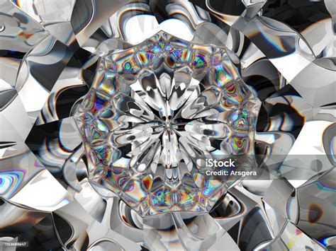 다이아몬드 구조 극단적 인 근접 촬영 및 만화경 라운드 보석 3d 렌더링 3d 그림의 평면도 3차원 형태에 대한 스톡 사진 및 기타 이미지 Istock